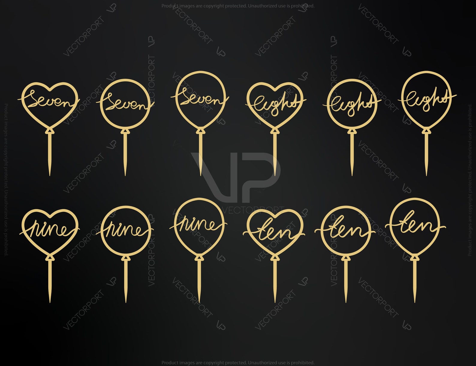Balloon Ornate Staked Numbers Wedding Cake Topper Birthday Laser Cut ...