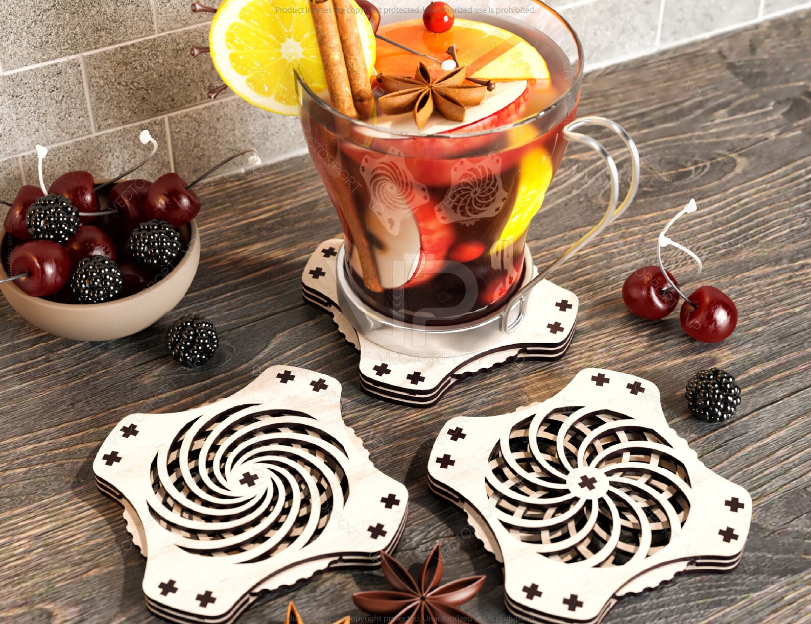 Mechanical Laser Cut Coaster Tea Coffee Cup Mat Pad Placemat Tableware ...