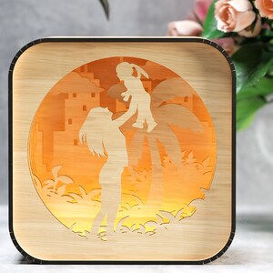 Mothers Day Gift Wooden Led Night Lamp Mom & Daughter Scene - Etsy