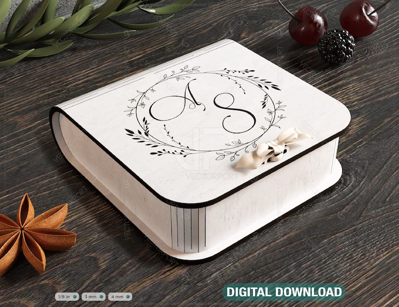 Book Shape Wooden Gift Box With Lock Laser Cut Card Case Favor Box ...