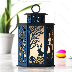 Easter Lamp Candle Holder Ornaments Light Bunny Tealight Lamp Night ...