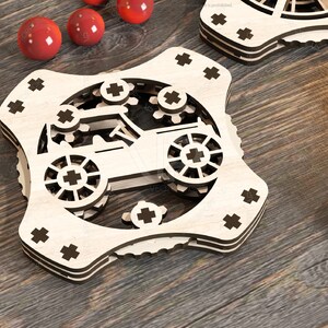 Coaster Mechanical Laser Cut Plane Car Carousel Tea Coffee Cup Mat Pad ...