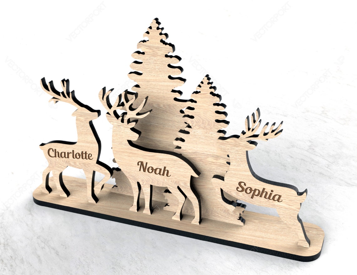 Christmas Standing Reindeer Personalized Decorations Place 1/4 - Etsy