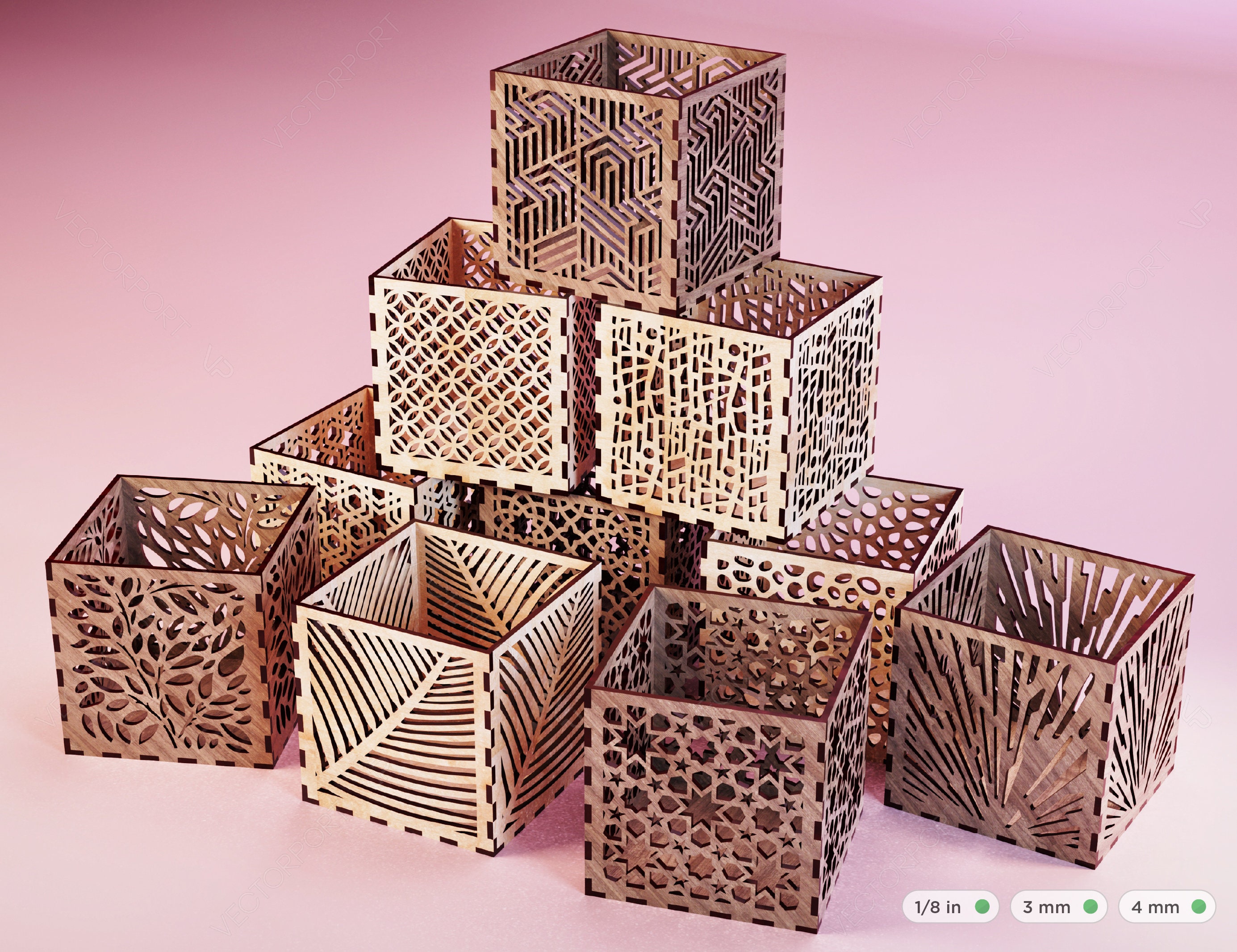 Decorative Laser Cutting Wooden Box Geometric Ornamental Gift - Etsy