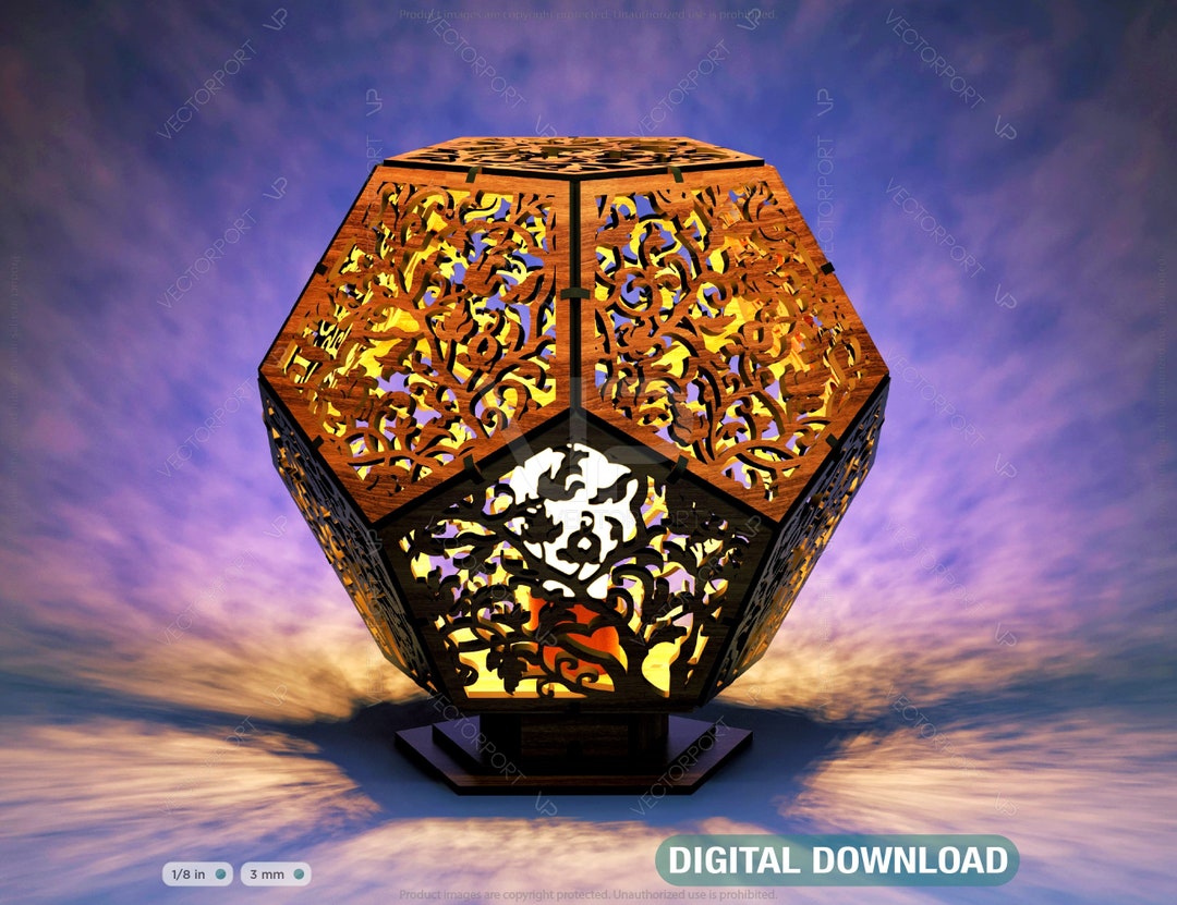 Decorative Lasercut Wood Tree of Life Shadow Lamp Tea Light Digital ...