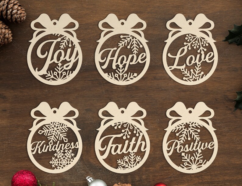 Gratitude Christmas Positive Words Tree Ornament Decorations | Etsy