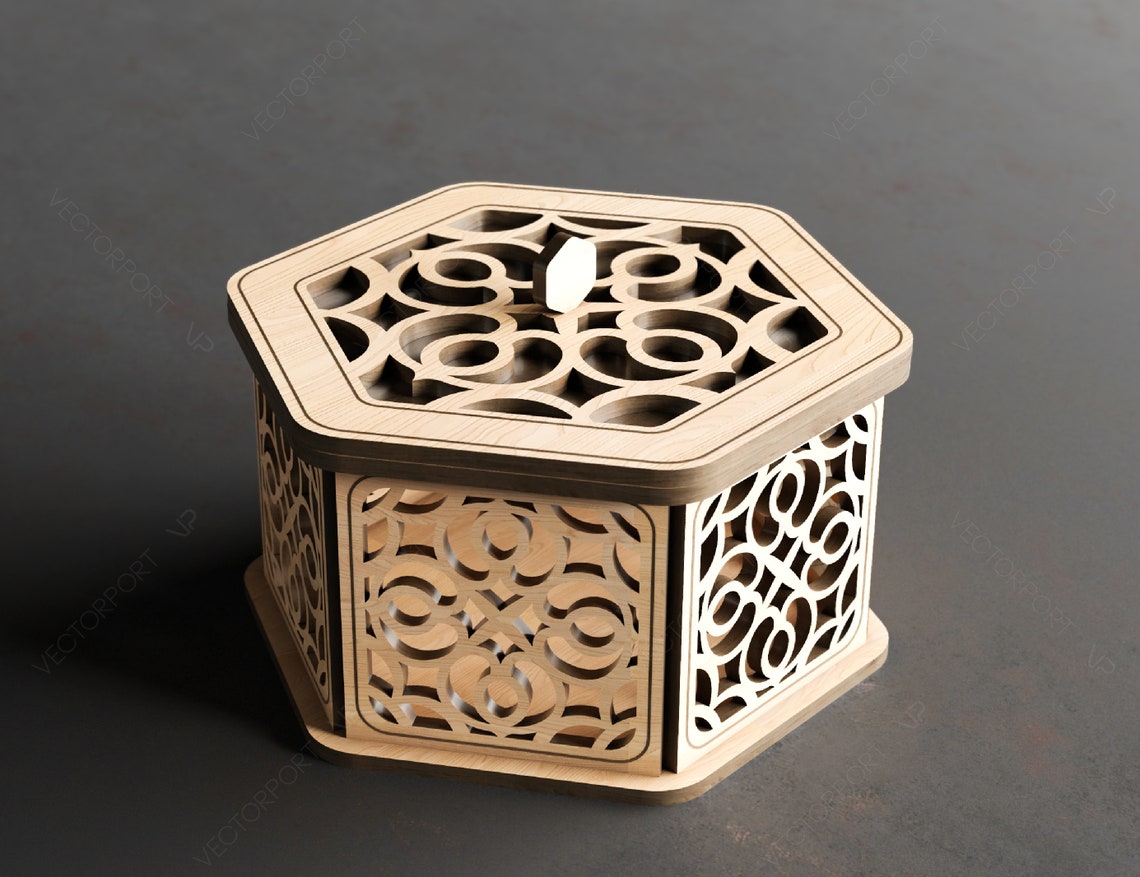Hexagon Laser Cut Decorative Wooden Gift Box Wedding Favour - Etsy