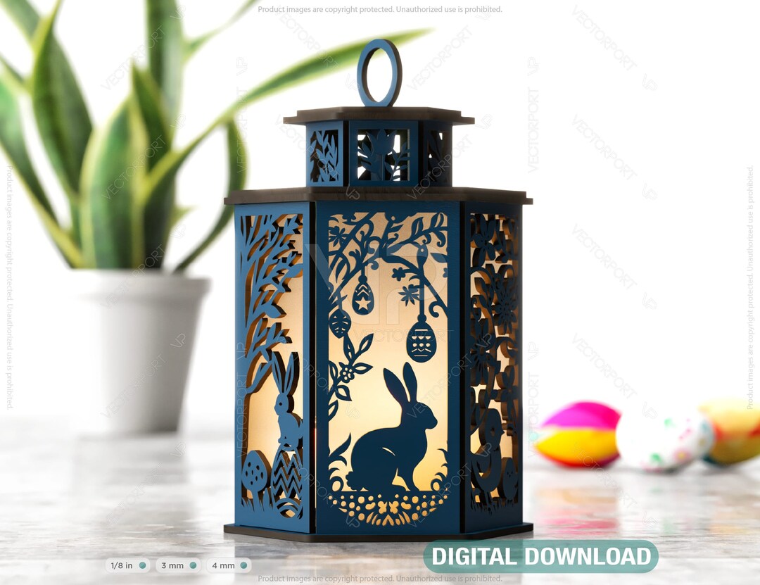 Easter Lamp Candle Holder Ornaments Light Bunny Tealight Lamp Night ...