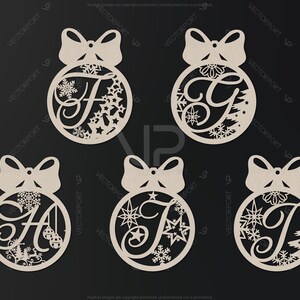 Christmas Balls Tree Decorations Alphabet Letters Hanging Bauble Paper ...