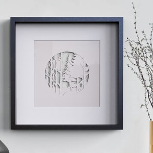 Winter Scene With Deer Landscape Multilayer Shadow Box Frame Wall Decor ...