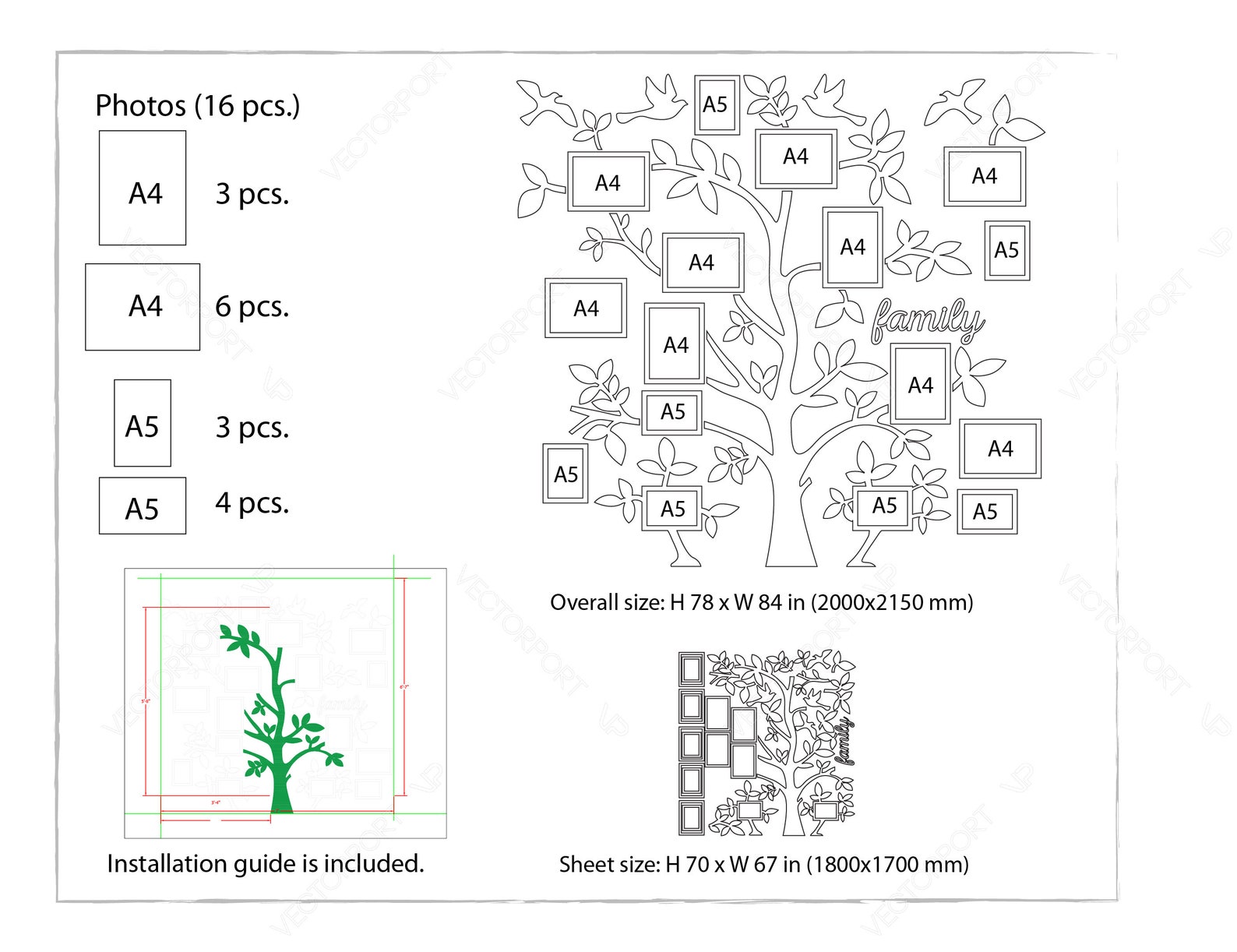 Family Tree Photo Frame Wall Decor for Decoration With Leaves | Etsy