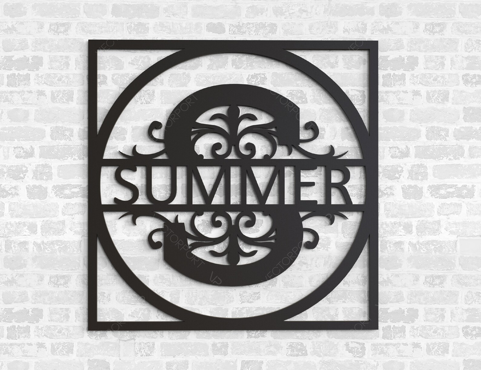 Round With Frame Split Monogram Sign Flowers Letters SVG | Etsy