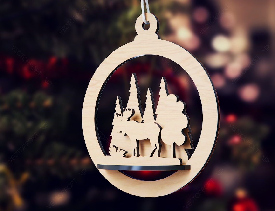Tree Bauble Wood 3D Laser Cut Christmas Ball Ornament Round - Etsy