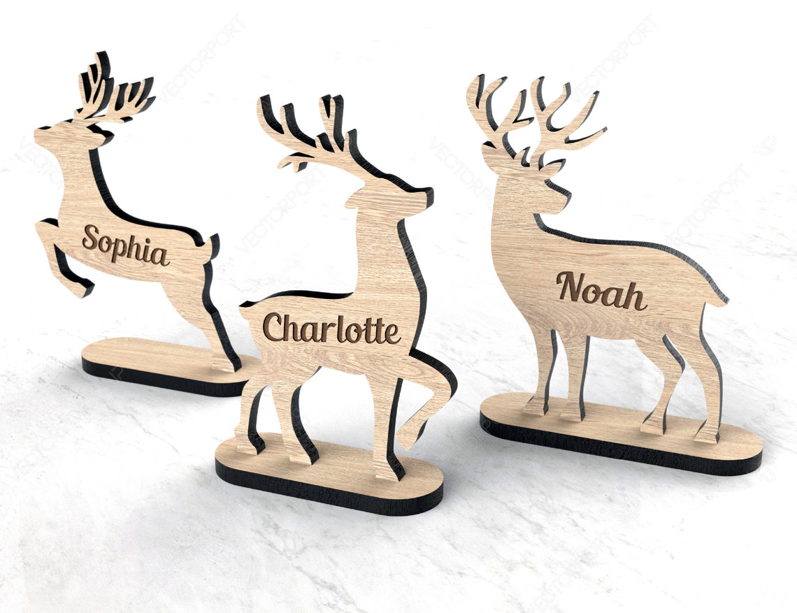 Christmas Standing Reindeer Personalized Decorations Place 1/4 - Etsy