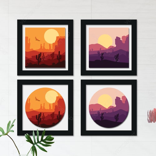 Mountains Landscape Multilayer Shadow Box Painting Frame Wall - Etsy