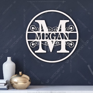 Round With Frame Split Monogram Name Sign Alphabet Letters Digital ...
