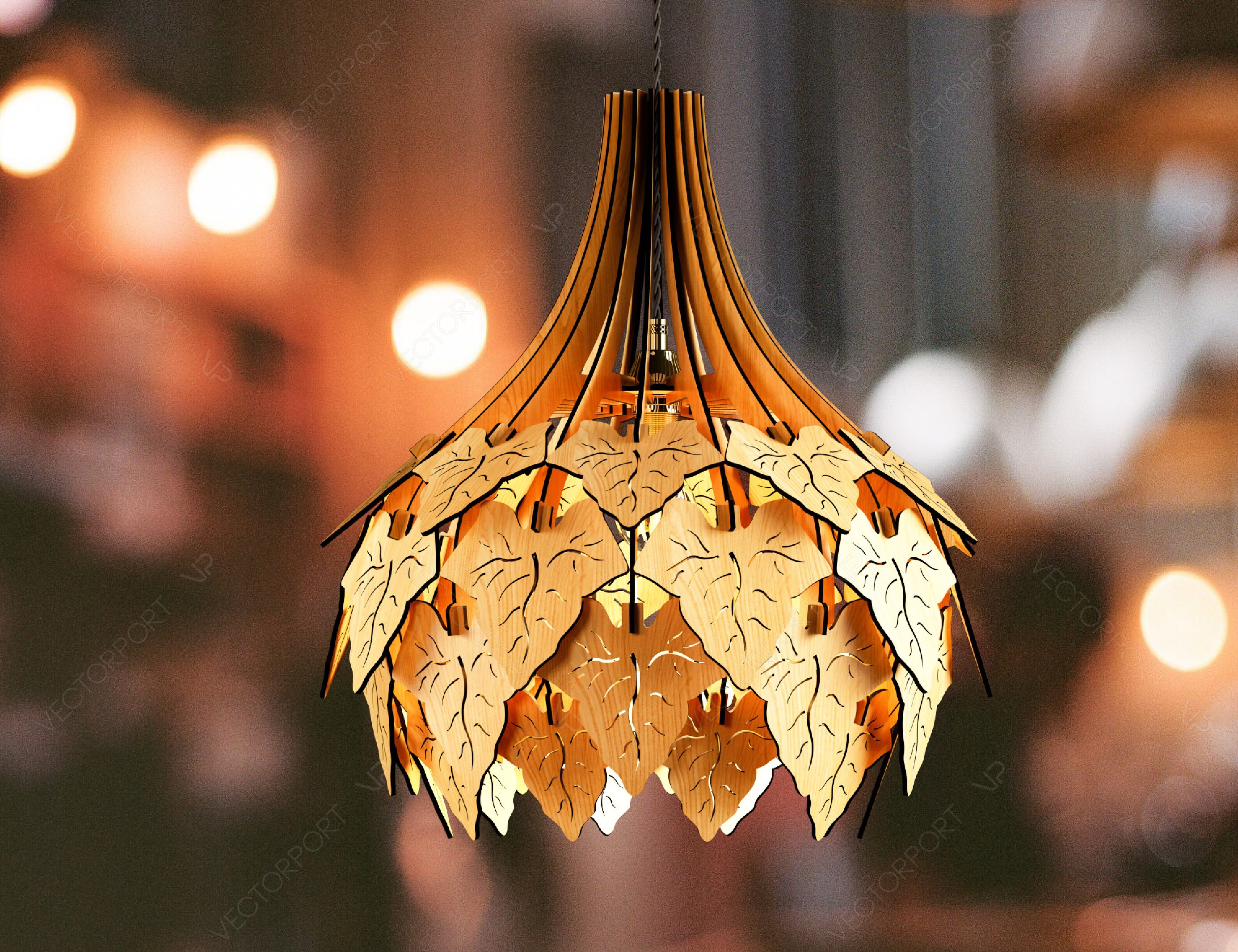 Ivy Leaves Hanging Wooden Chandelier Lamp Shade Pendant Light - Etsy