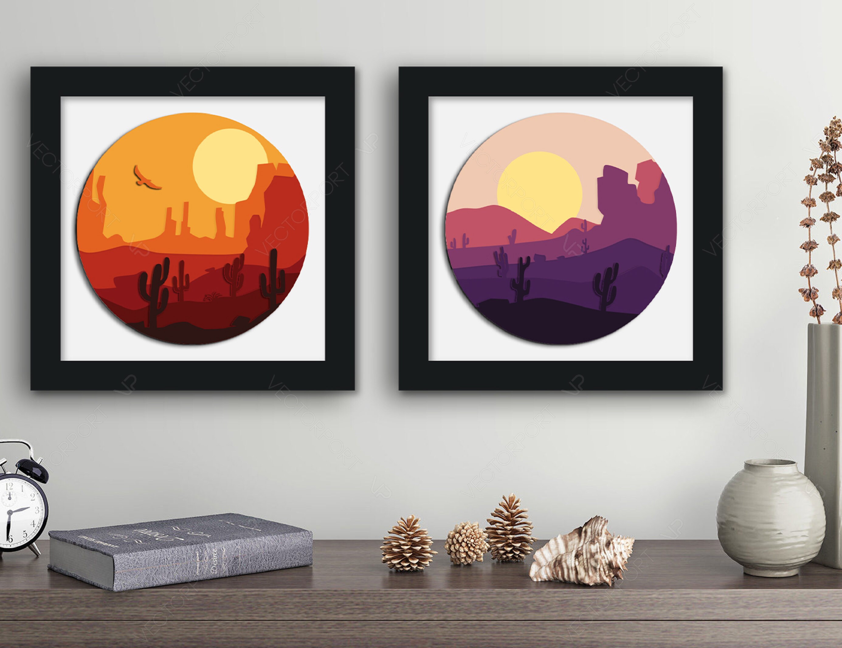Multi Layered Mountains and Desert Dunes Shadow Box Landscape - Etsy