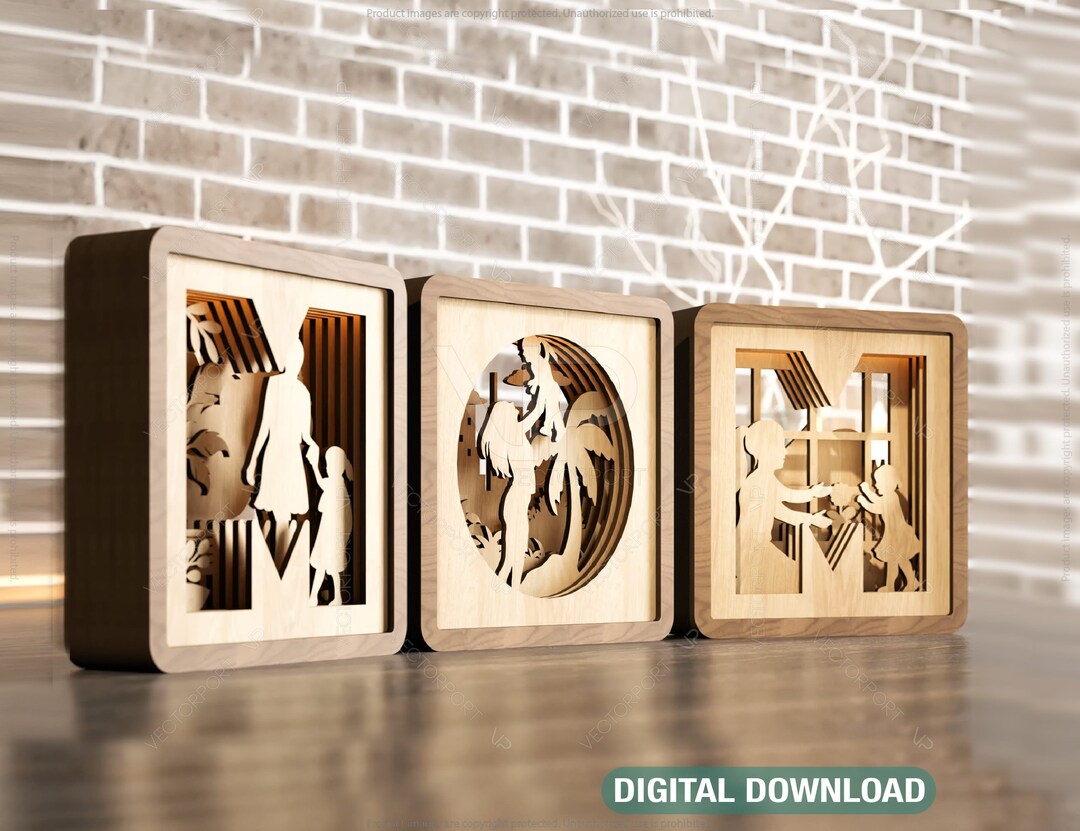 Multilayer Standing Mom and Daughter Shape Happy Mothers Day Gift for ...