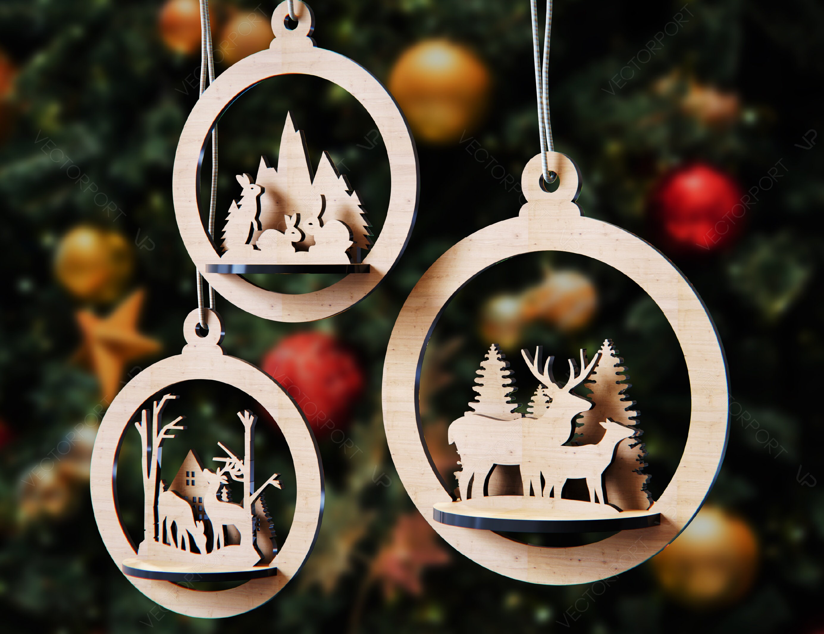 3D Laser Cut Tree Bauble Wood Christmas Ball Ornament 3mm - Etsy