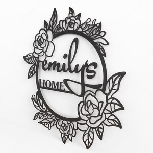 Personalized Flower Frame Monogram Decorative Name Sign Metal Wall Art ...