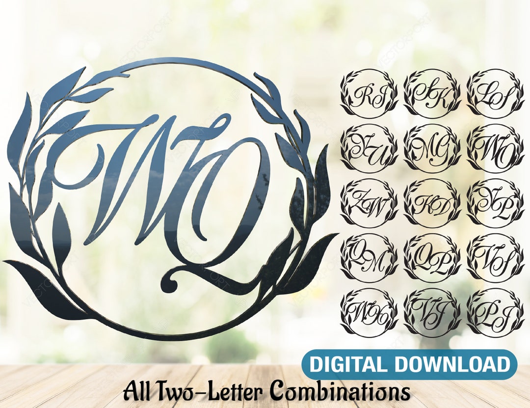 All Two Letter Combination Monogram Alphabet Letters Digital - Etsy