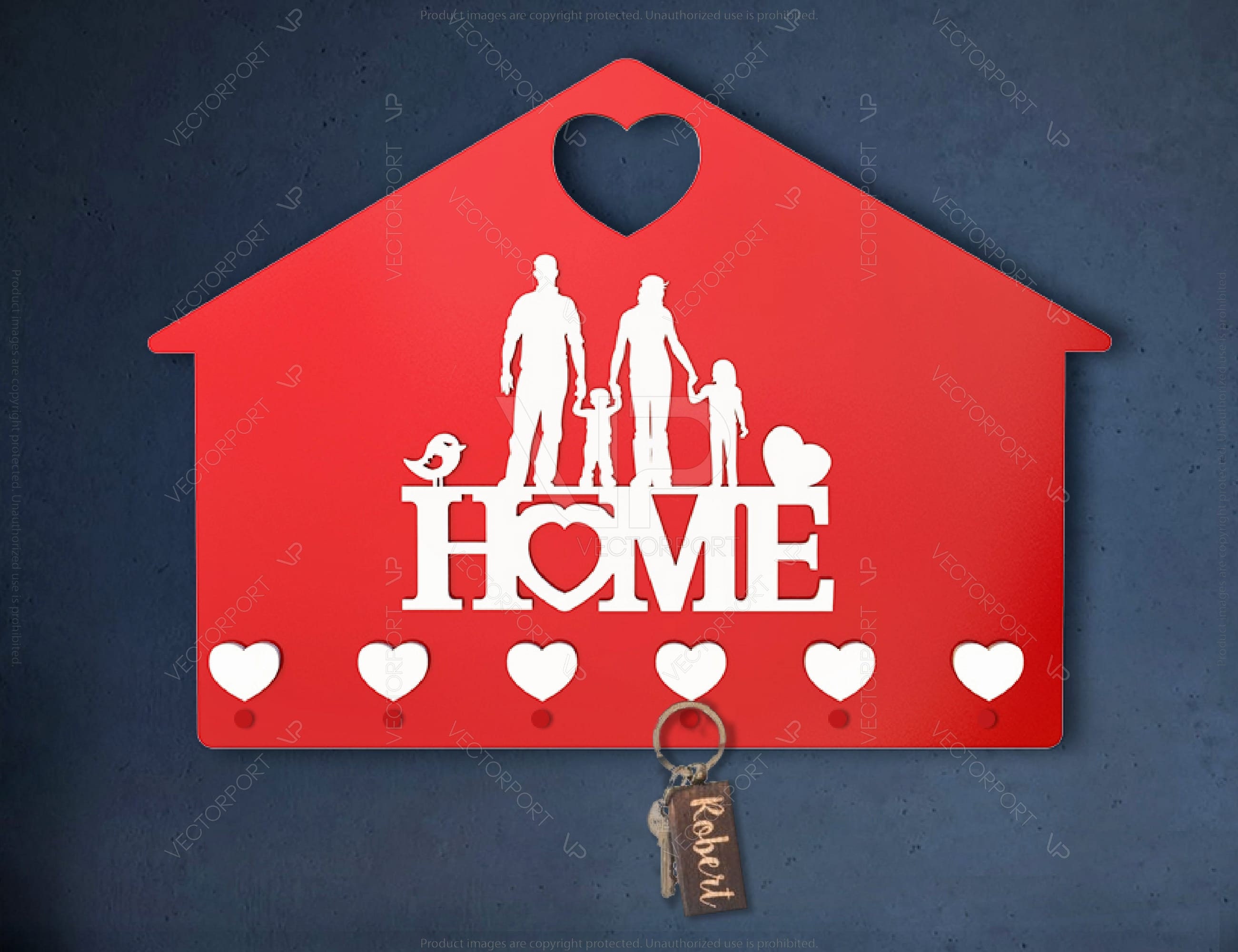 Laser Cut Key Holder Wall Mounted Decorative Hanger Love Birds Digital ...