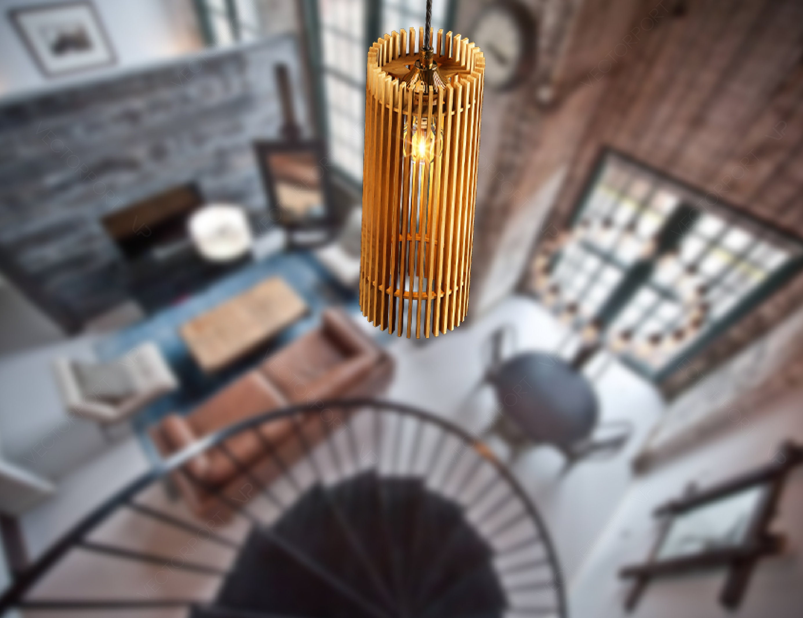 Cylinder Wood Pendant Light Chandelier Lamp Lampshade Laser - Etsy