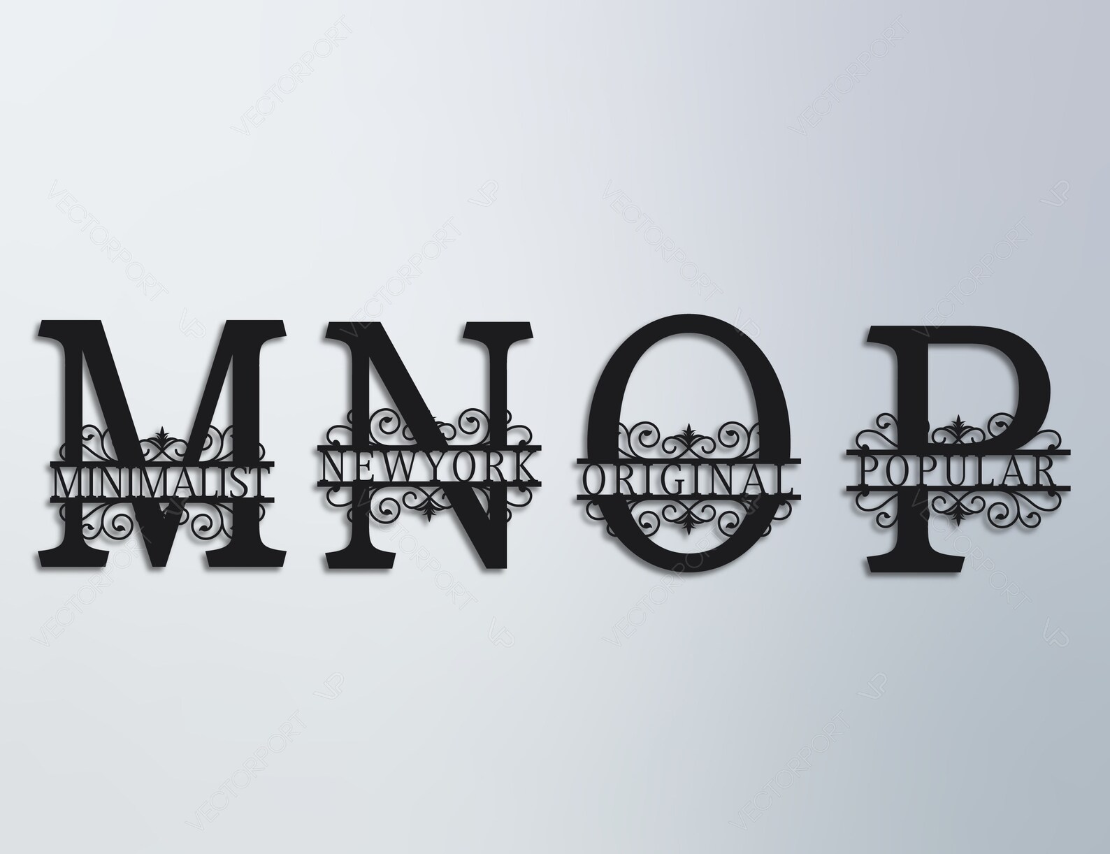 Split Regal Monogram Alphabet Letters Laser Cut Files SVG - Etsy