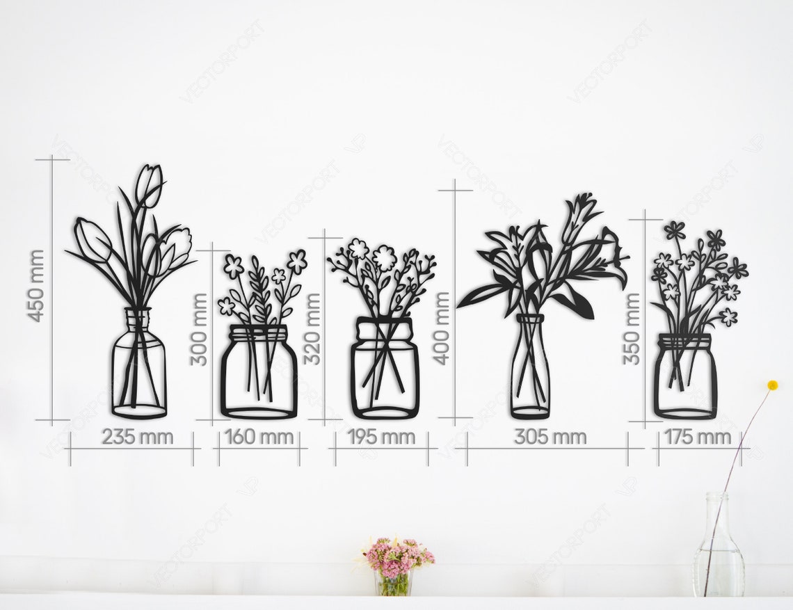 Plant Wall Decor Metal Flower Pot Laser Cut SVG DXF AI | Etsy