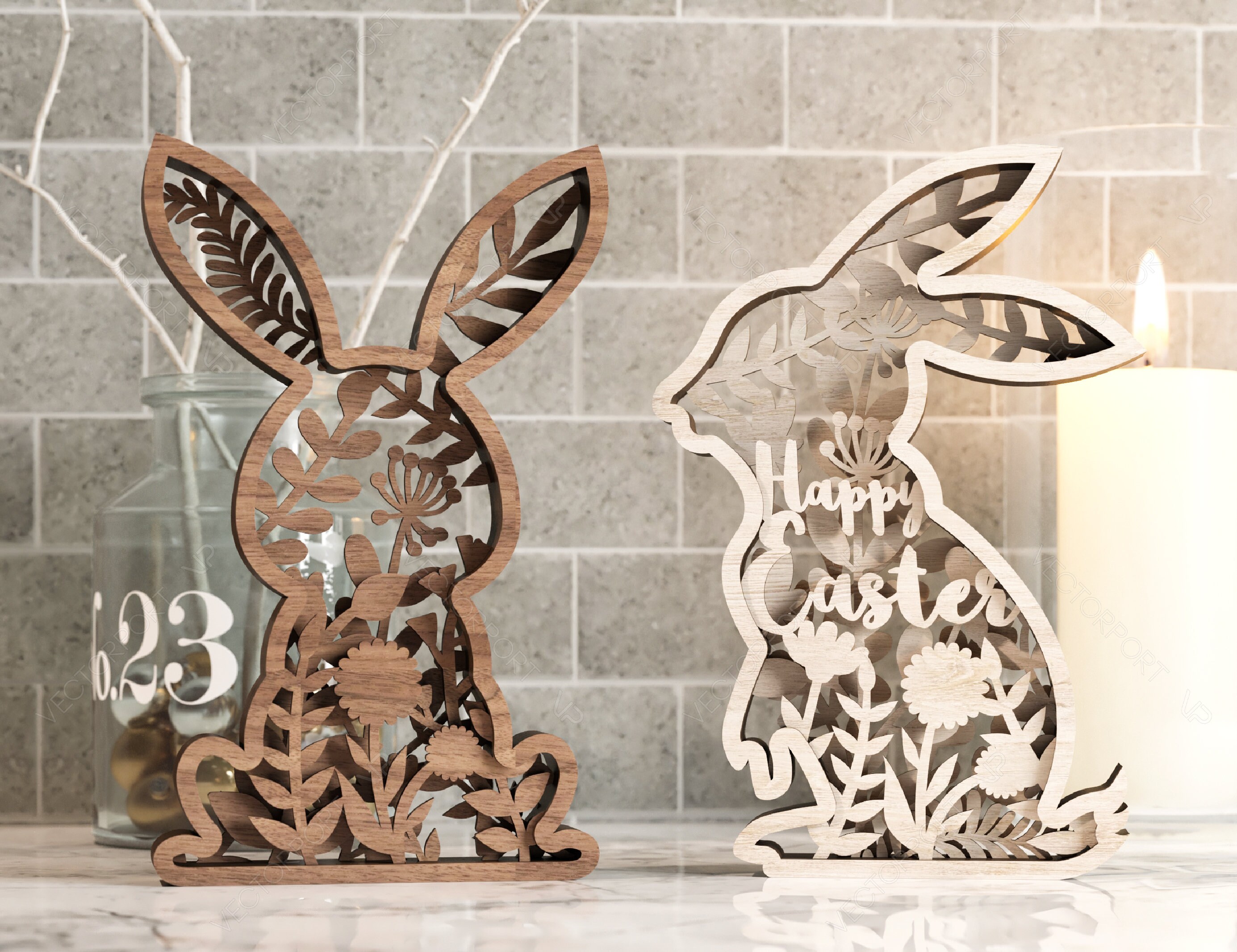 Easter Laser Cut Files Bunny SVG Layered Bundle Floral Rabbit - Etsy UK