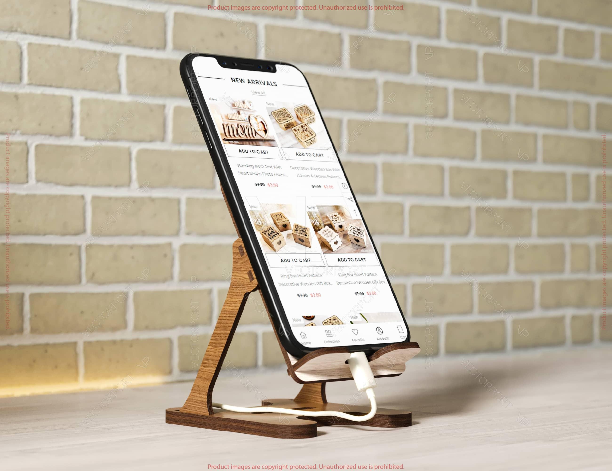 Elegant Minimalist Phone Stand | Laser Cut SVG File | Mobile Holder ...