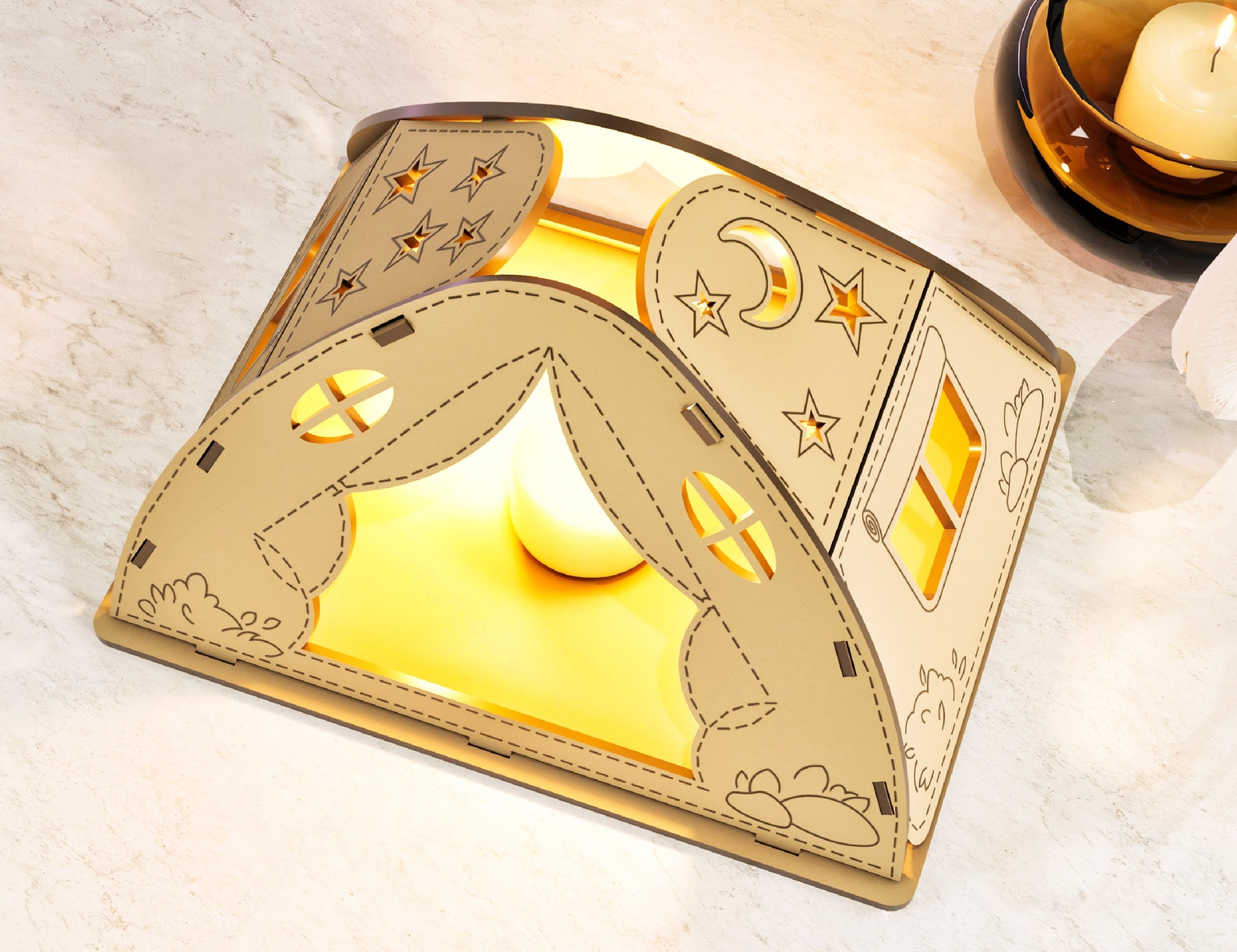 Wooden Tent Shape Laser Cut Night Light Lamp Laser Cutting - Etsy