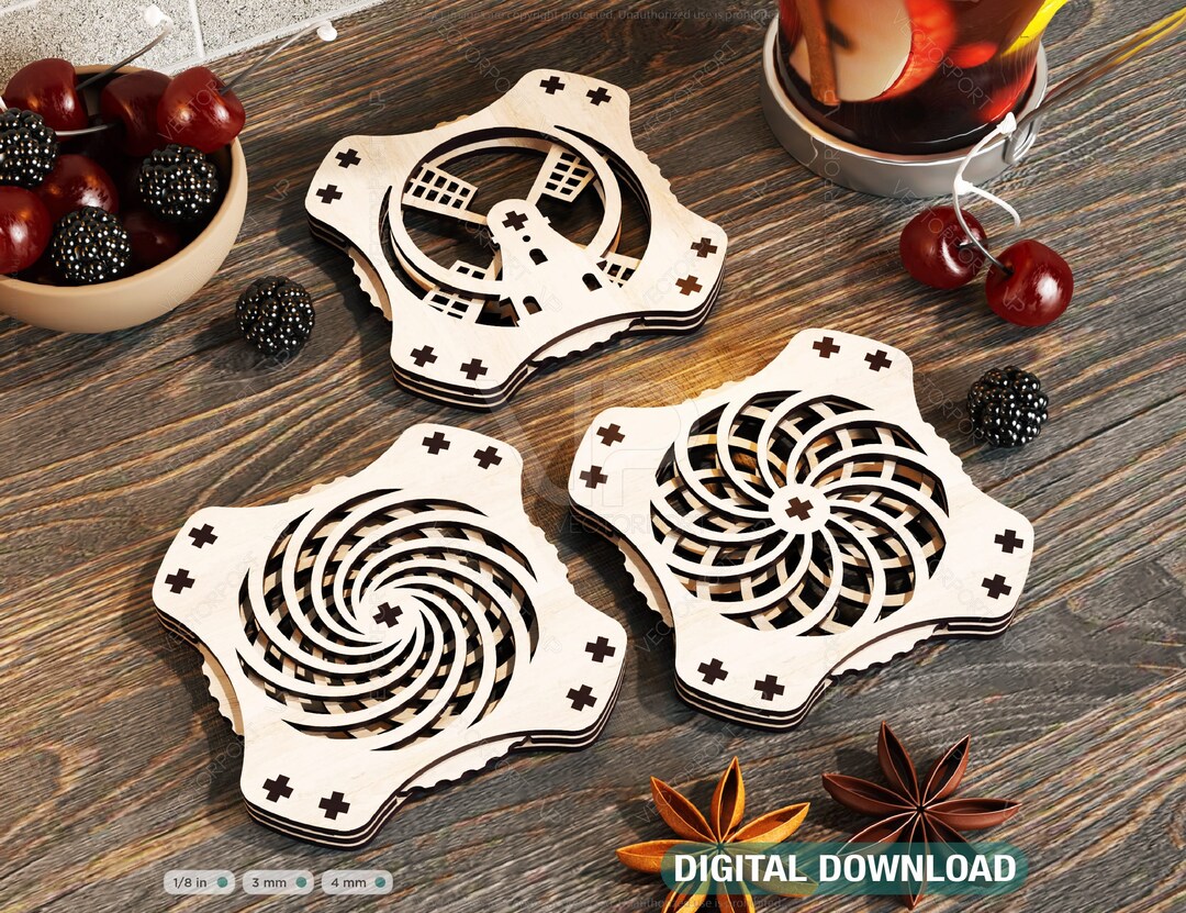 Mechanical Laser Cut Coaster Tea Coffee Cup Mat Pad Placemat Tableware ...