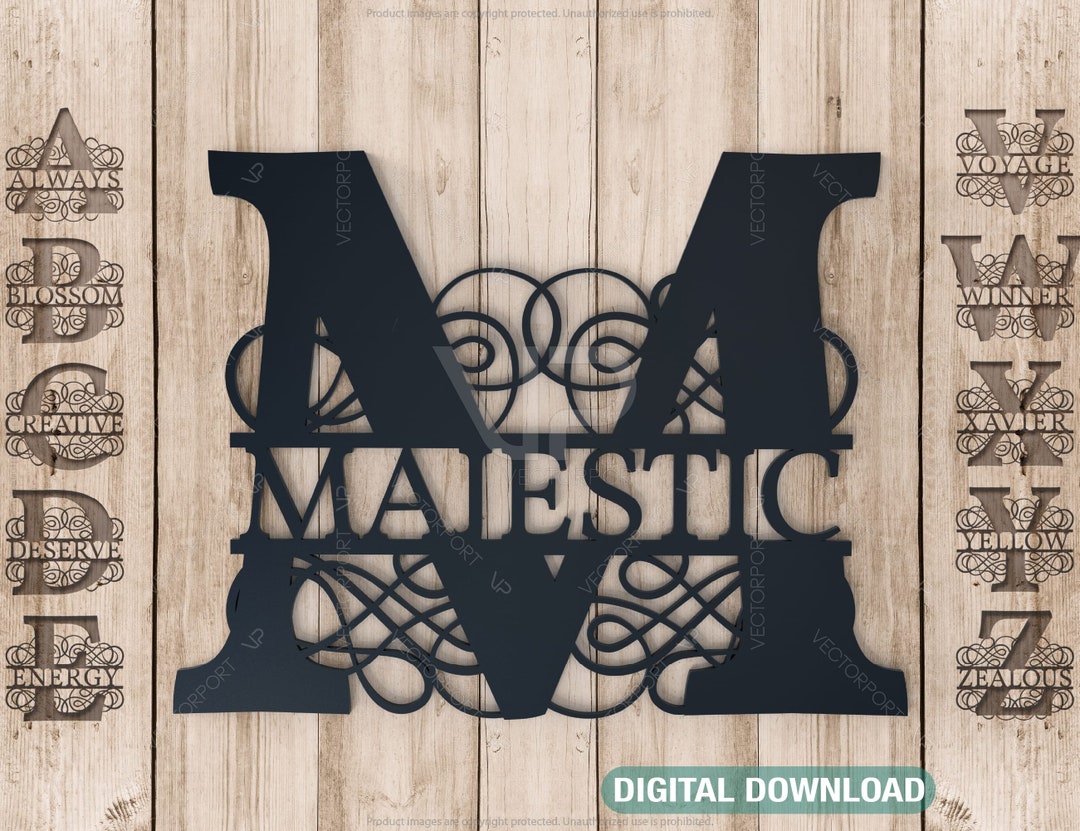 Split Regal Monogram Alphabet Letters Laser Cut Files Digital Download ...