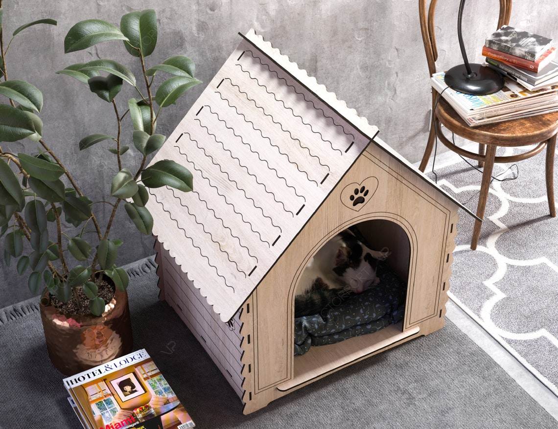 Cute Cat House Laser Cut Vector Plans Pet House SVG Files - Etsy