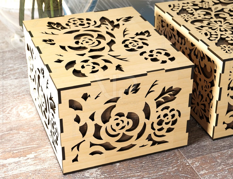 Laser Cut Decorative Gift Box With Flowers Pattern, Opener Jeweler Case ...
