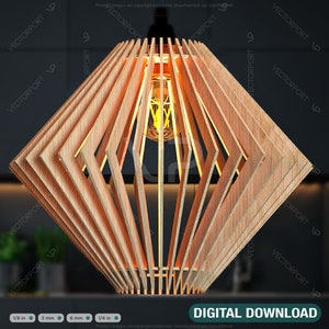 Rhombus 6 & 3mm Wood Pendant Light Chandelier Lamp Lampshade Plywood ...