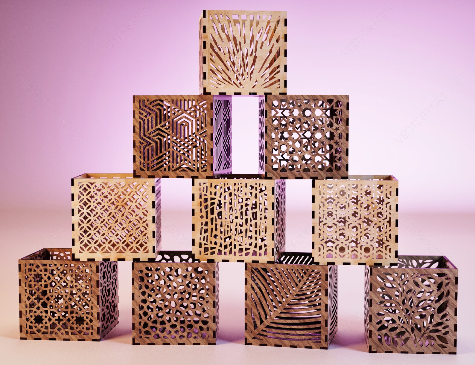 Decorative Laser Cutting Wooden Box Geometric Ornamental Gift - Etsy