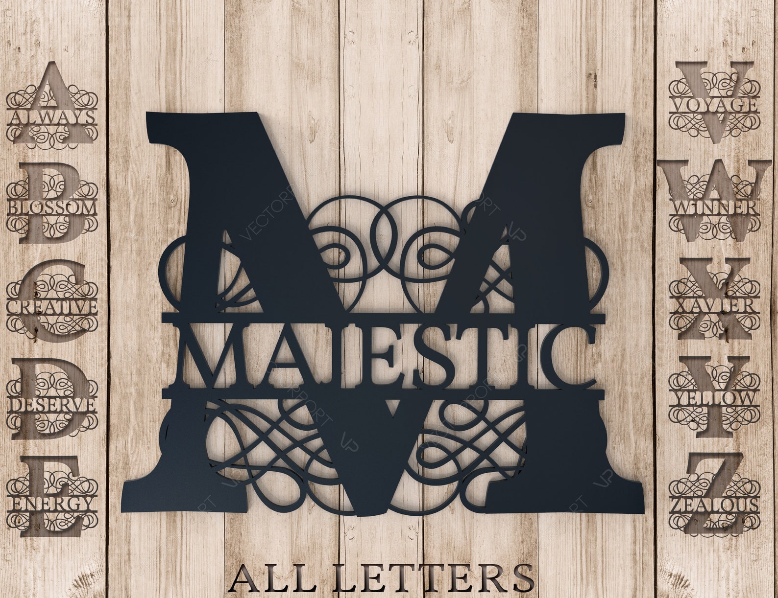 Split Regal Monogram Alphabet Letters Laser Cut Files SVG - Etsy