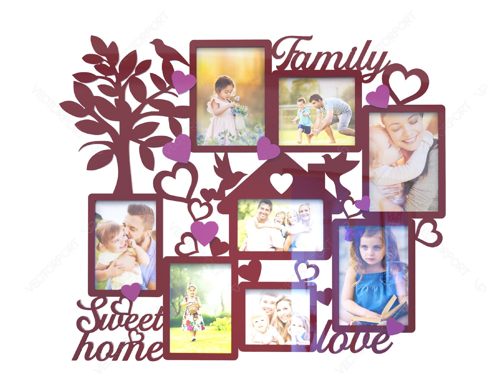 Laser Cut Family Tree and Home Photo Frame With Birds Diy - Etsy