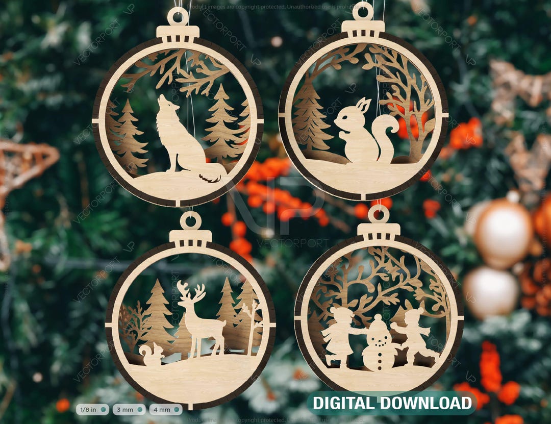 Christmas Theme 3D Christmas Ornament Set Tree Decorations Craft ...