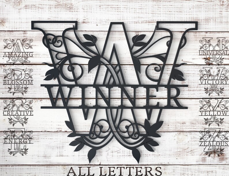 Floral Split Regal Monogram Alphabet Letters Laser Cut Files - Etsy