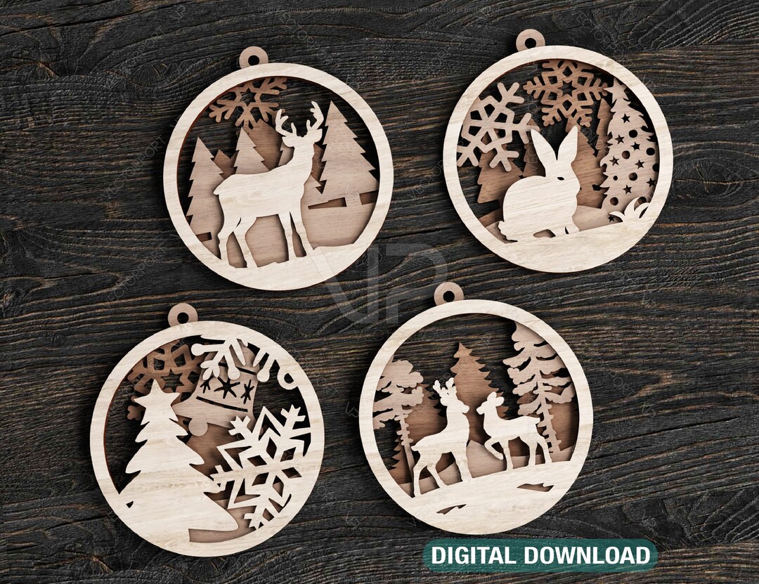 Christmas Balls Tree Decorations Craft Hanging Bauble Paper Art Wood ...
