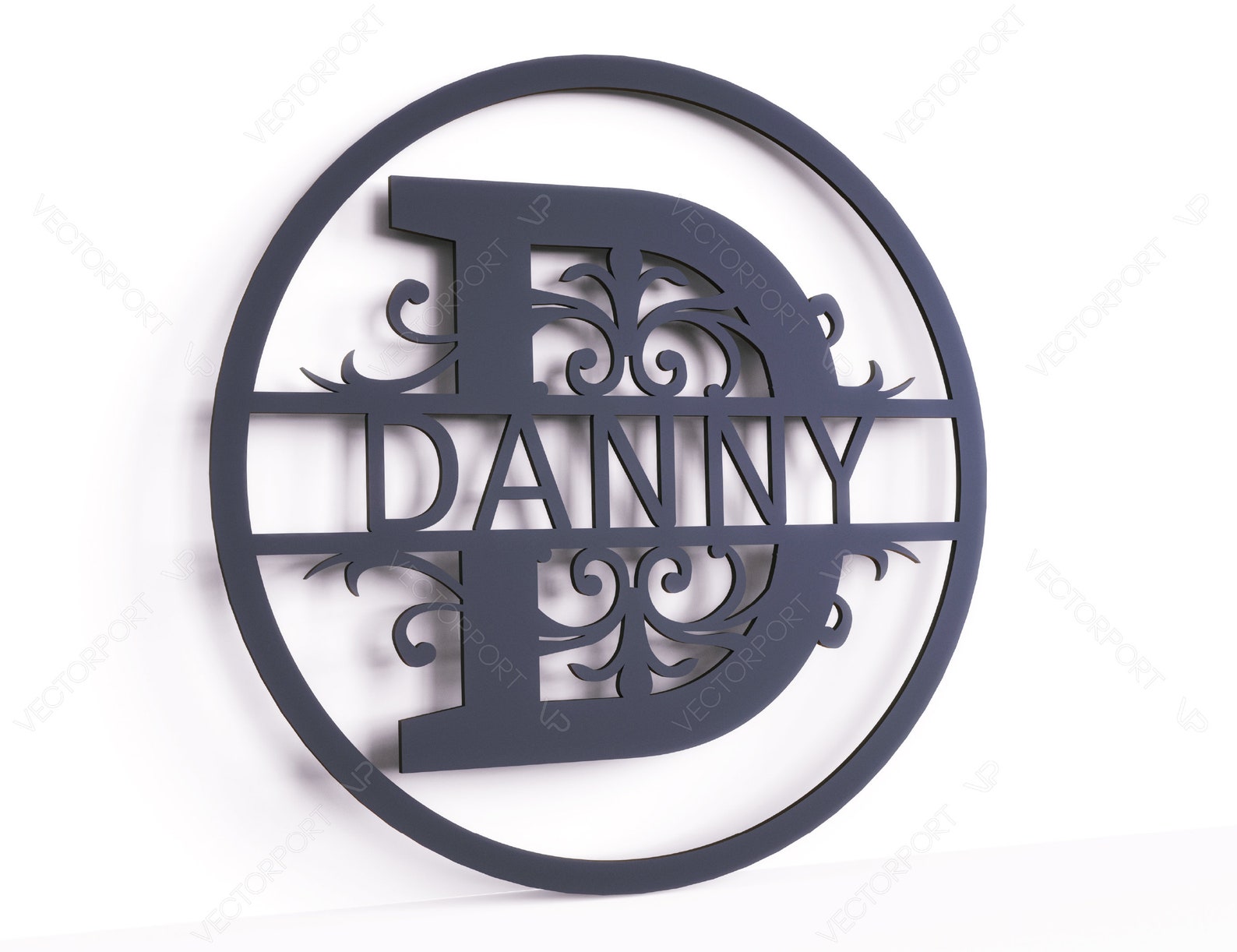 Round With Frame Split Monogram Sign Flowers Letters SVG | Etsy