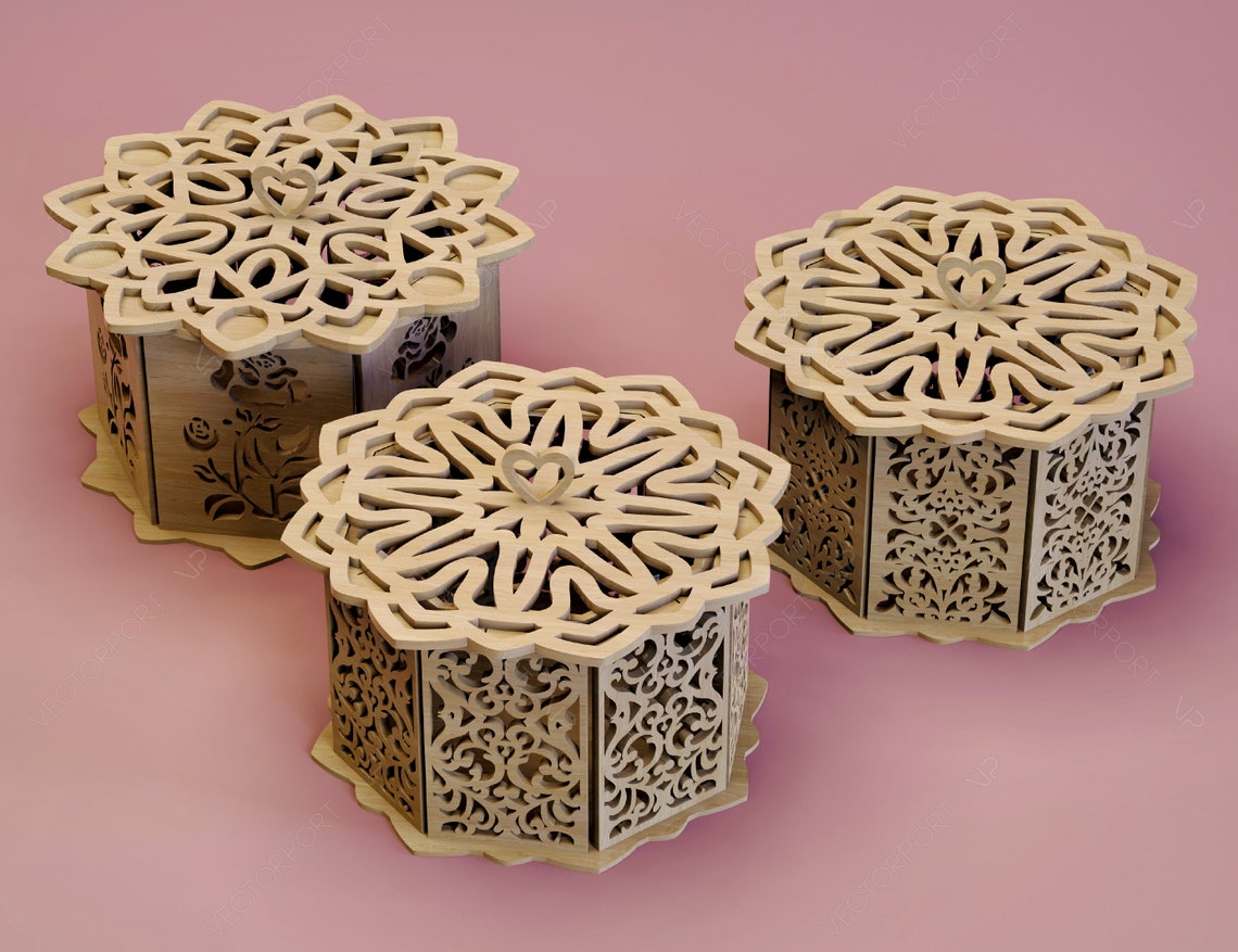 Laser Cut Decorative Wooden Gift Box Laser Cut Jeweler Case - Etsy