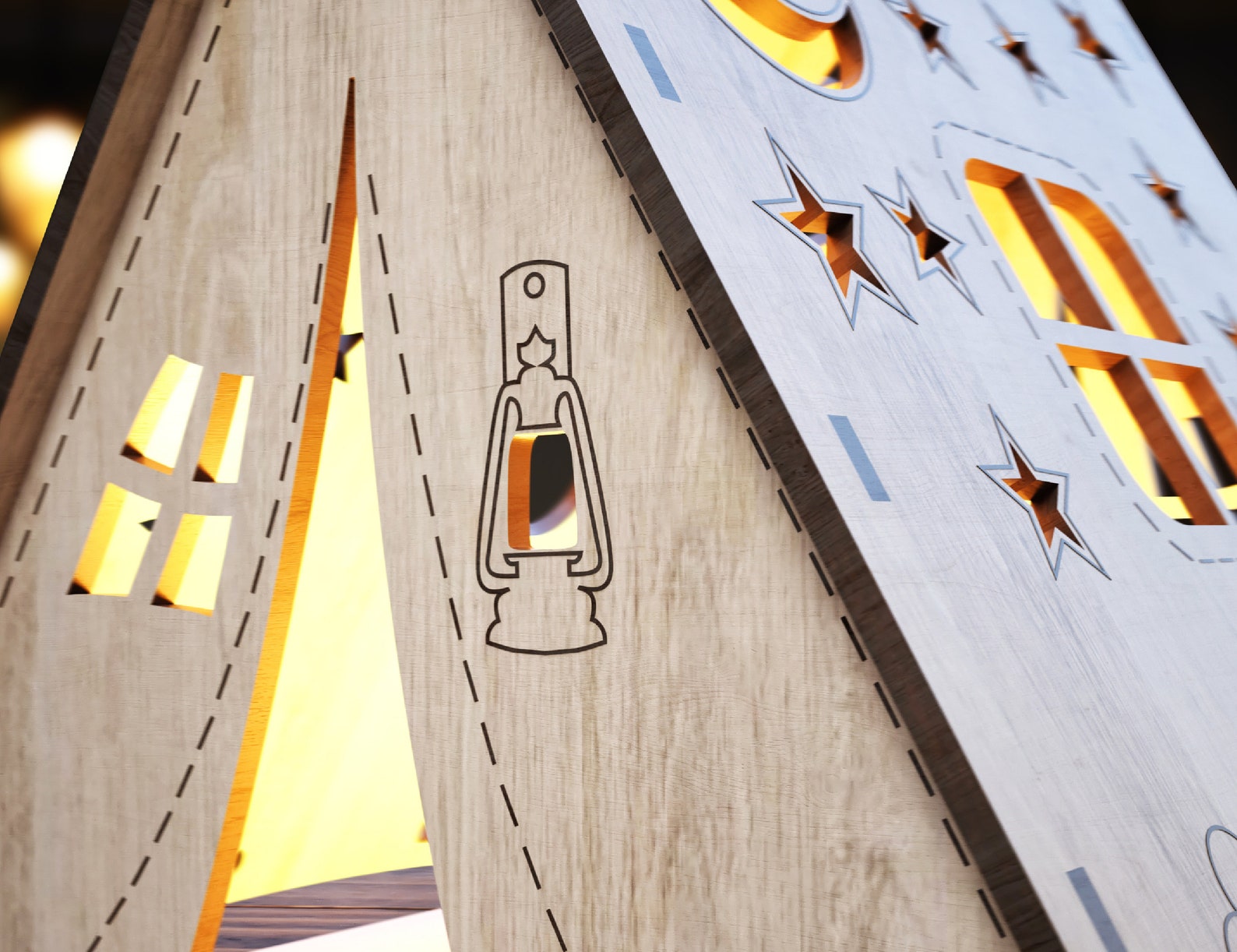 Wooden Tent Shape Night Light Lamp Laser Cutting Camping Tent - Etsy