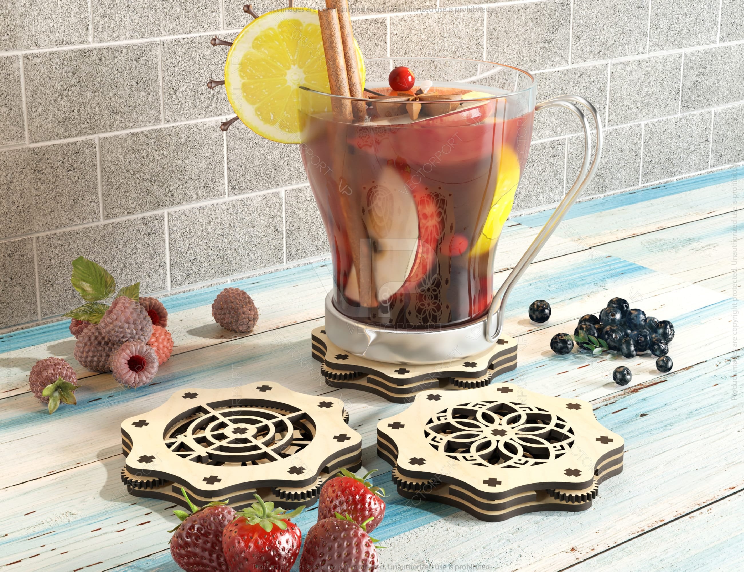 Coaster Mechanical Laser Cut Windmill Theme Shape Tea Coffee Cup Mat ...