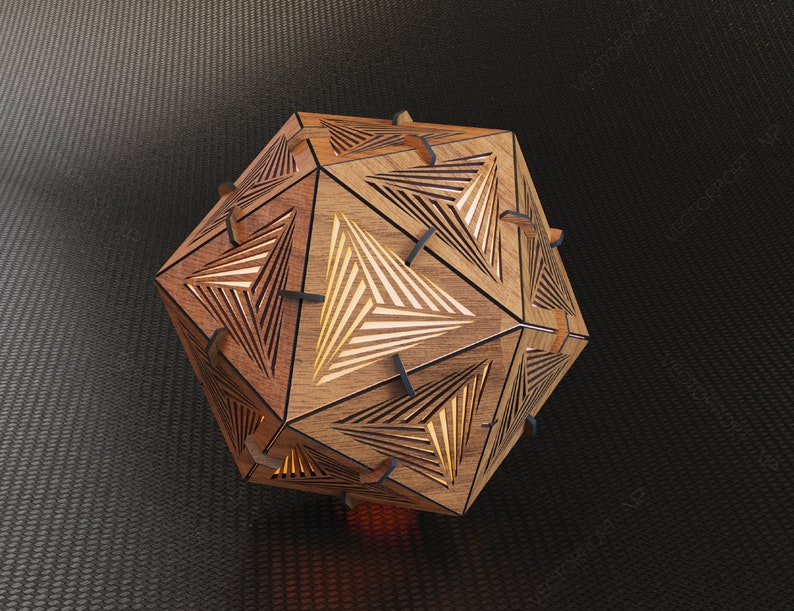 Icosahedron 4 Different Lasercut Wood Triangle Shadow Lamp Tea - Etsy