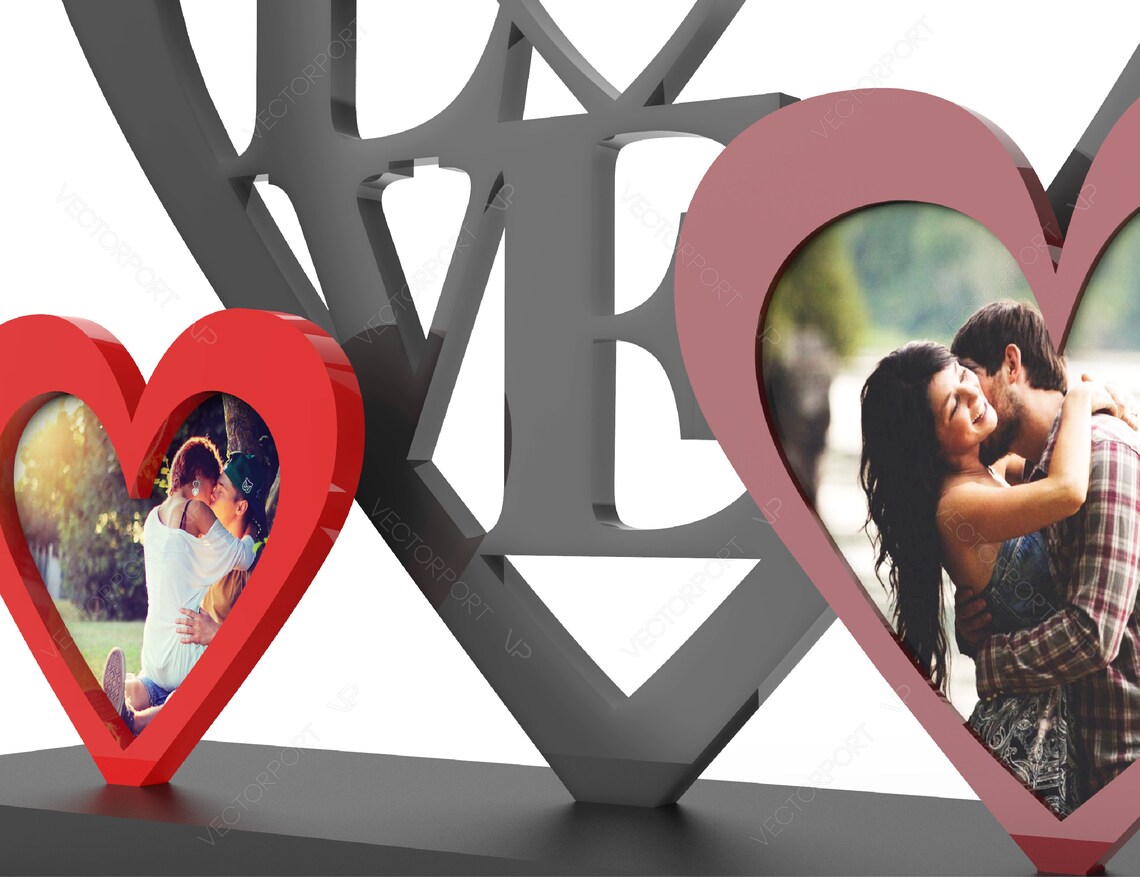 Heart Love Photo Frame Standing Décor for Home Diy Digital - Etsy